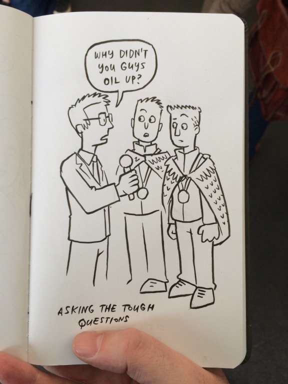 Toby Morris illustrates the Olympians return | A Gallery from News | RNZ