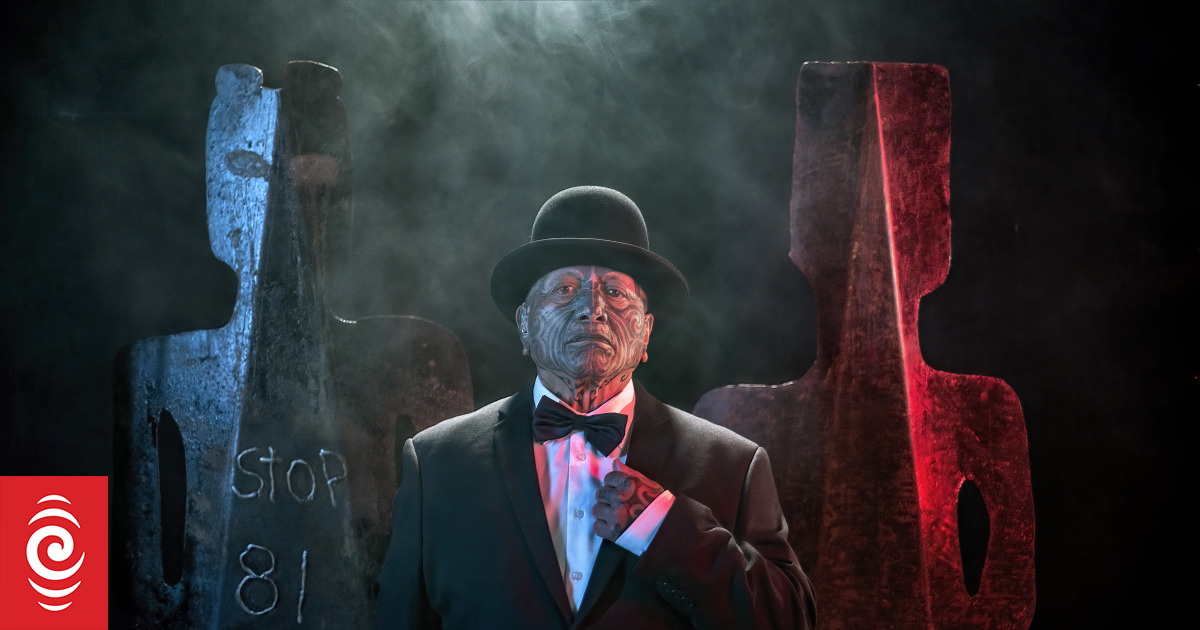 Artist Tāme Iti gets his paintbrush out to correct his name on someone ...