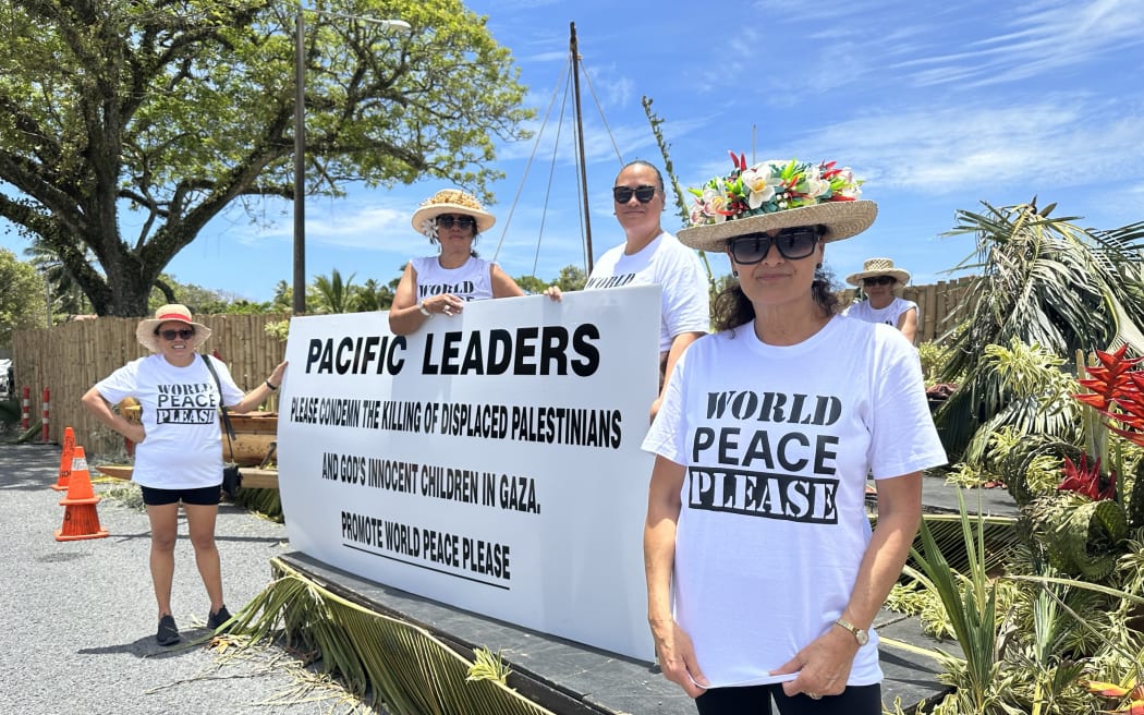 Pro-Palestine protest at Pacific Islands Forum meeting in Rarotonga ...