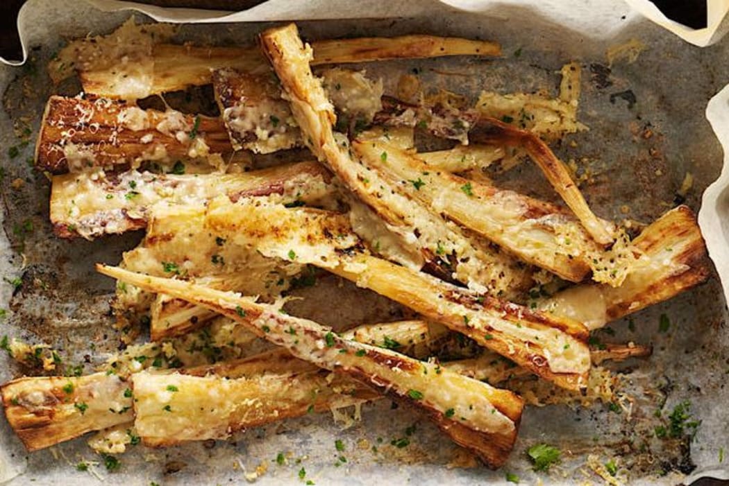 Roasted Parsnips with Crispy Parmesan & Garlic | RNZ Recipes